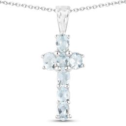 Vira Jewels Damen Kette mit Anh&auml;nger &raquo;925-Sterling Silber rhodiniert Gl&auml;nzend Aquamarine hellblau&laquo; wei&szlig;