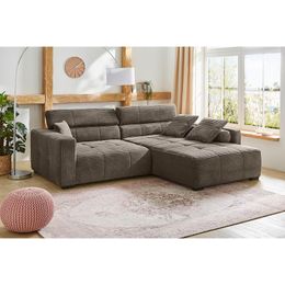 Jockenh&ouml;fer Ecksofa &raquo;Severino L-Form im Big-Sofa-Style&laquo; mit Kopfteilverstellung, rechts/links montierbar, Wellenfederung grau Korpus: 95% Polyester, 5% Nylon;