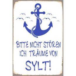 queence Metallbild &raquo;Traum von Sylt&laquo; Anker Meer Schriftzug Spr&uuml;che Spr&uuml;che & Texte 1 Stk. tlg. Stahlschild, Blechschild, Spr&uuml;che, Texte, Fernweh, Sylt 