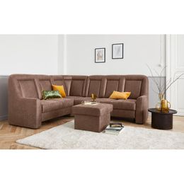 Sit & More sit&more Ecksofa &raquo;Melissa L-Form&laquo; klassisches Polsterprogramm, wahlweise Bettfunktion und Schubkasten braun 100% Polyester