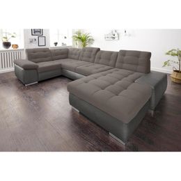 Sit & More sit&more Wohnlandschaft &raquo;Ontario U-Form&laquo; XXL, wahlweise mit Bettfunktion grau Luxus-Microfaser (Variante 2: 90% Polyester, 10% Polyamid);Flachgewebe (