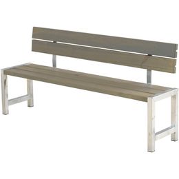 Plus Sitzbank &raquo;Plankenbank m/R&uuml;ckenlehne&laquo; 1 Stk. tlg. 176x38x81/44 cm grau Holz, Stahl