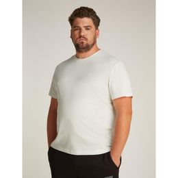 Calvin Klein Jeans Plus Herren T-Shirt &raquo;Plus Textured Monologo Tee&laquo; in Gro&szlig;en Gr&ouml;&szlig;en mit R&uuml;ckendruck wei&szlig; 5XL