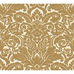 ARCHITECTS PAPER &raquo;Castello&laquo; Barock gemustert ornamental beflockt Ornament Tapete Barock Tapeten Wohnzimmer Schlafzimmer K&uuml;che Design beige Vinyl, Vlies