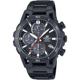 CASIO EDIFICE Herren CASIO EDIFICE Chronograph Armbanduhr, Solar, Herrenuhr, Edelstahlarmband, analog, Tag schwarz