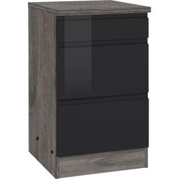 KOCHSTATION Unterschrank &raquo;KS-Virginia&laquo; 50 cm breit, mit Ausz&uuml;gen schwarz Holzwerkstoff, MDF