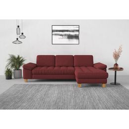 Sit & More sit&more Ecksofa &raquo;Westham L-Form&laquo; mit Recamiere, mit oder ohne Bettfunktion, Bettkasten, F&uuml;&szlig;e Eiche rot 100% Polyester