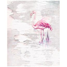 Komar Vliestapete &raquo;Digitaldruck Vlies - Pink Flamingo - Gr&ouml;&szlig;e 200 x 250 cm&laquo; bedruckt glatt Wohnzimmer, Schlafzimmer wei&szlig; Vlies