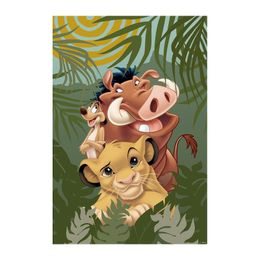 Komar Bild &raquo;Lion King Carefree Trio&laquo; Disney 1 Stk. tlg. Wandbild zur Dekoration im Kinderzimmer - ohne Rahmen bunt Holz, Papier