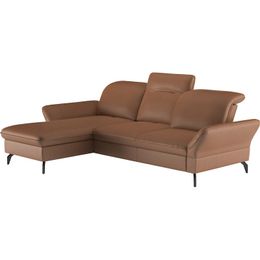 Sit & More sit&more Ecksofa &raquo;Leandro L-Form&laquo; Wahlweise mit Bett-, Kopfteil - und Armlehnfunktion, sowie Bettkasten braun 100% Polyester