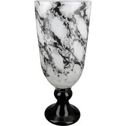 Casablanca by Gilde Tischvase &raquo;Pokal Vase Trophy, mit Marmorfinish&laquo; dekorative Vase aus Glas, Blumenvase schwarz-wei&szlig; Glas