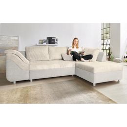 Collection AB Ecksofa &raquo;Sally L-Form&laquo; mit und ohne Bettfunktion, inklusive loser R&uuml;cken- und Zierkissen beige Microfaser PRIMABELLE (100% Polyester) / 