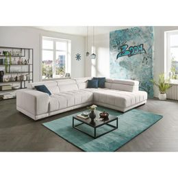 Die PlanBar Ecksofa &raquo;MP-IN15053 L-Form breiter Schenkel&laquo; wahlweise mit Kopfteilverstellung und manueller Vorziehbank beige 100% Polyester