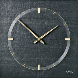 AMS AMS Wanduhr &raquo;W9516&laquo; Made in Germany, Schiefer, Wohnzimmer, Esszimmer, K&uuml;che, Arbeitszimmer gold