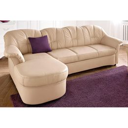 DOMO collection Ecksofa &raquo;Flores Schlafsofa, B/T/H: 233/142/86 cm, L-Form&laquo; wahlweise mit Bettfunktion, wahlweise mit Federkern, auch in Leder beige 