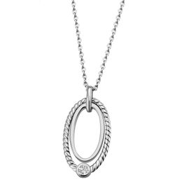 Firetti Damen Kette mit Anh&auml;nger &raquo;Schmuck Geschenk Silber 925 Halsschmuck Halskette Ankerkette Oval&laquo; mit Zirkonia (synth.) silber