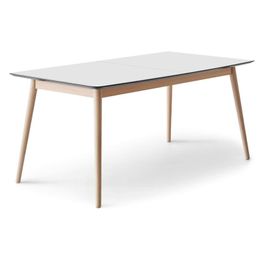 Esstisch &raquo;Meza Designtisch mit Auszugsfunktion und 2 Einlegeplatten&laquo; abgerundete Tischplatte MDF, Massivholzgestell, in zwei Breiten wei&szlig; Tischplatte: