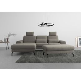 Sit & More sit&more Ecksofa &raquo;Cinturo L-Form&laquo; inklusive Sitztiefenverstellung und Federkern, Sitzh&ouml;he 48 cm braun