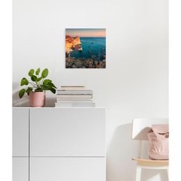 Komar Leinwandbild &raquo;Steep Cove - Gr&ouml;&szlig;e 30 x 30 cm&laquo; Baum Berge Blumen Bl&auml;tter Foto Jahreszeiten Landschaft Meer Natur Palmen Strand Packung, 1 Stk. tlg. 