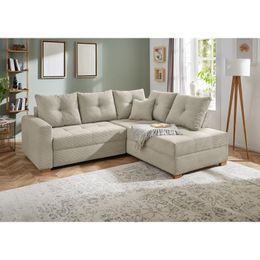 Jockenh&ouml;fer Ecksofa &raquo;Heidelberg L-Form&laquo; inklusive Bettfunktion, Bettkasten, Ottomane links oder rechts beige Korpus: 100% Polyester;Kissen: 100% Polyester