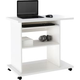 OTTO home Computertisch &raquo;LOKVE, Laptoptisch, Schreibtisch,&laquo; rollbar, Tastaturauszug, Towerfach, Druckerfach, H&ouml;he 75 cm wei&szlig;