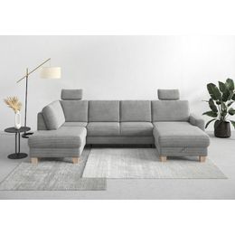Home Affaire Wohnlandschaft &raquo;Summer U-Form&laquo; mit oder ohne Bettfunktion und Bettkasten, Cord-Bezug silber 100% Polyester