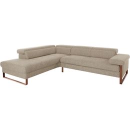 W.Schillig Ecksofa &raquo;finn, Designsofa mit tollem Sitzkomfort, bequem, L-Form&laquo; German Design Award 2016, Fu&szlig;gestell Nussbaum natur, Breite 281 cm braun 