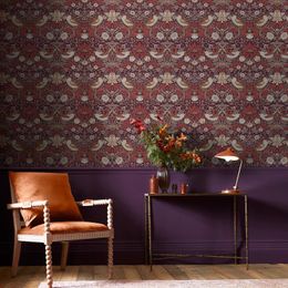 WILLIAM MORRIS AT HOME Vliestapete &raquo;Strawberry Thief&laquo; Retro texturiert Design Tapeten lila Vlies