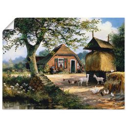 Artland Wandbild &raquo;Idyllische Farm mit H&uuml;hnern und Ziegen&laquo; Garten 1 Stk. tlg. als Leinwandbild, Poster in verschied. Gr&ouml;&szlig;en gr&uuml;n