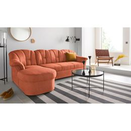 DOMO collection Ecksofa &raquo;Papenburg, zeitlose R&uuml;ckensteppung, elegante Formensprache, L-Form&laquo; in gro&szlig;er Farbvielfalt, wahlweise mit Bettfunktion orange