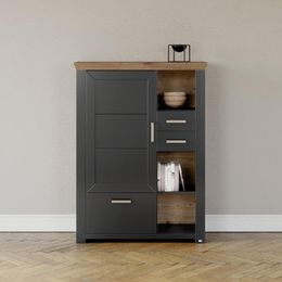 set one by Musterring Highboard &raquo;York&laquo; Typ 25 und 26, in 3 Farbvarianten, Beleuchtung optional, Breite 105 cm grau