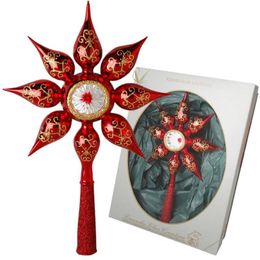 Christbaumspitze &raquo;Stern mit Reflex, Weihnachtsdeko rot, Christbaumschmuck&laquo; mundgeblasen, rot rot Glas