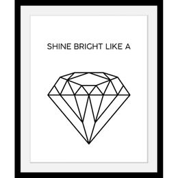 queence Bild &raquo;Diamant&laquo; Liebesspr&uuml;che Motivationsbilder Schriftzug Schwarz-Wei&szlig; HD Premium Poster-Druck inkl. Holzrahmen schwarz Acrylglas, Holz, 