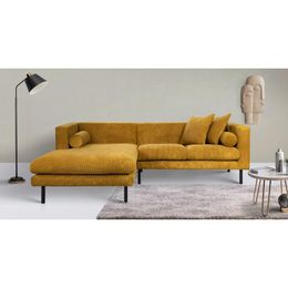 Home Affaire Ecksofa &raquo;Lillibeth L-Form Designsofa, Ma&szlig;e B/T/H: 240/173/83 cm&laquo; Zierkissen als Wendekissen, in Samtoptik oder Cord gelb 100% Polyester