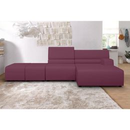 Egoitaliano Ecksofa &raquo;Babouche, Designsofa mit au&szlig;ergew&ouml;hnlichem Sitzkomfort zum Wohlf&uuml;hlen&laquo; lila Leder NUVOLE (Echtes Rindsleder). Halbnat&uuml;rliches, halbnarbiges 