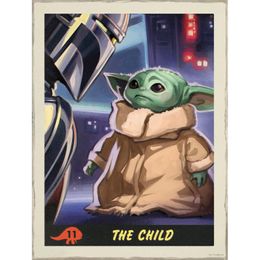 Komar Bild &raquo;Mandalorian The Child Trading Card&laquo; Disney Star Wars 1 Stk. tlg. Wandbild zur Dekoration im Kinderzimmer - ohne Rahmen bunt Holz, Papier