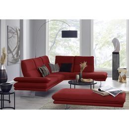 W.Schillig Ecksofa &raquo;broadway, Designsofa, mit tollem Sitzkomfort, L-Form&laquo; Sitztiefenverstellung, Kopfteil- & Seitenteilverstellung, Breite 284cm rot 