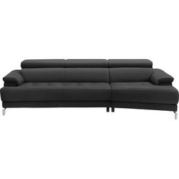 Egoitaliano Ecksofa &raquo;Soul, extravagantes Designsofa, Megasofa, super bequem, tolle Details&laquo; mit Trapez-Abschlu&szlig;element, inkl verstellbarer Kopfteile schwarz Leder