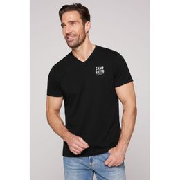 CAMP DAVID Herren CAMP DAVID V-Shirt mit V-Ausschnitt, mit Logo-Print schwarz XL