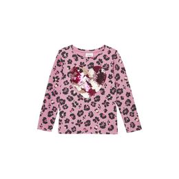 s.Oliver Junior M&auml;dchen s.Oliver Junior Langarmshirt mit All-over-Print und Wendepailletten, f&uuml;r Girls rosa 140