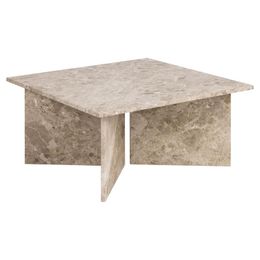 ACTONA GROUP Couchtisch &raquo;Vega&laquo; Couchtisch, V-f&ouml;rmig Gestell,matt Latte lackiert Marmor, 90x90x42 cm braun