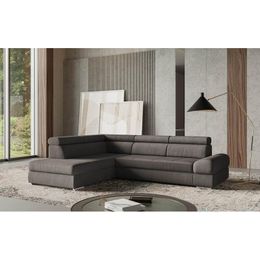 Sit & More sit&more Ecksofa &raquo;Broadway L-Form&laquo; mit verstellbaren Kopfteilen, wahlweise mit Bettfunktion grau 100% Polyester