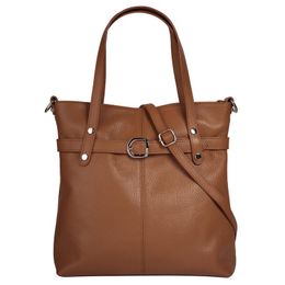 CLUTY Damen Shopper echt Leder, Made in Italy braun