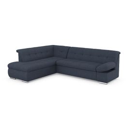 DOMO collection &raquo;Mona L-Form bequem und komfortabel, Breite 271cm, L-Form&laquo; wahlweise mit Bett- und Armlehnfunktion blau Struktur fein 100% Polyester;