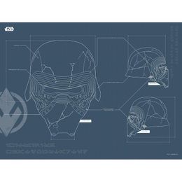 Komar Bild &raquo;Star Wars EP9 Blueprint Kylo Helmet&laquo; Star Wars 1 Stk. tlg. Wandbild zur Dekoration im Kinderzimmer - ohne Rahmen schwarz-wei&szlig; Holz, Papier