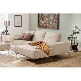 W.Schillig Ecksofa &raquo;run, Designsofa mit tollem Sitzkomfort, bequem, L-Form&laquo; mit elegantem Holzsockel, F&uuml;&szlig;e in Silber matt, Breite 279 cm beige 