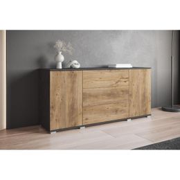 OTTO home Sideboard &raquo;Kenia, Kommode f&uuml;r das Schlafzimmer/Wohnzimmer&laquo; 1 Stk. tlg. Modernes Sideboard mit 3 Schubladen und 4 F&auml;chern, Breite 150 cm grau