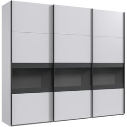 wimex Schwebet&uuml;renschrank &raquo;Easy Plus, Kleiderschrank Made in Germany&laquo; mit Glaseinsatz/ Rauchglas, viele Breiten zur Auswahl, schwarze Griffe wei&szlig;