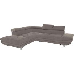COTTA Ecksofa &raquo;Enterprise L-Form&laquo; mit Arm- & Kopfteilverstellung, wahlweise mit Bettfunktion grau Struktur (100% Polyester );Chenille (90% Polyester; 