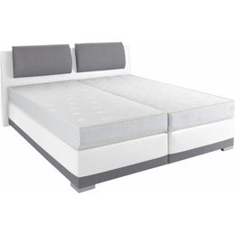 Maintal Boxspringbett verstellbare Kopfst&uuml;tze grau Strukturstoff-Bezug 100% Polyester;Kunstleder 100% PU;Bezug der Spiegelfl&auml;che Matratzendrell aus 100% 